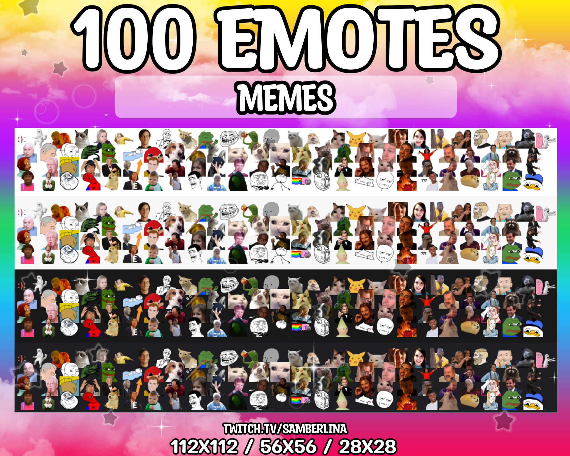 100 Meme Emote Pack - Twitch, Youtube, Discord | Emote Mega Bundle Pack ...