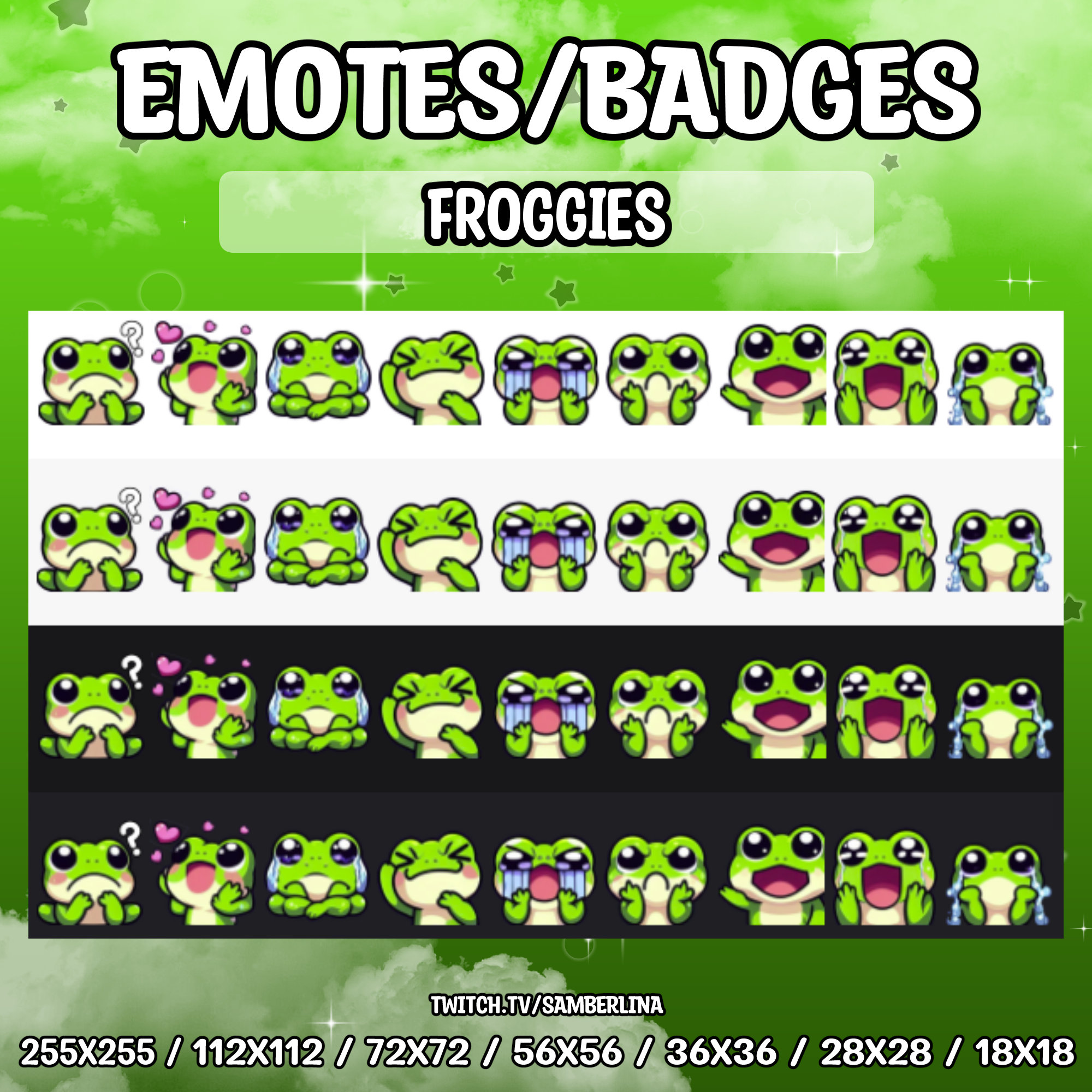 9 Frog Emotes/badges Bundle Pack - Twitch, Youtube, Discord, Tiktok ...