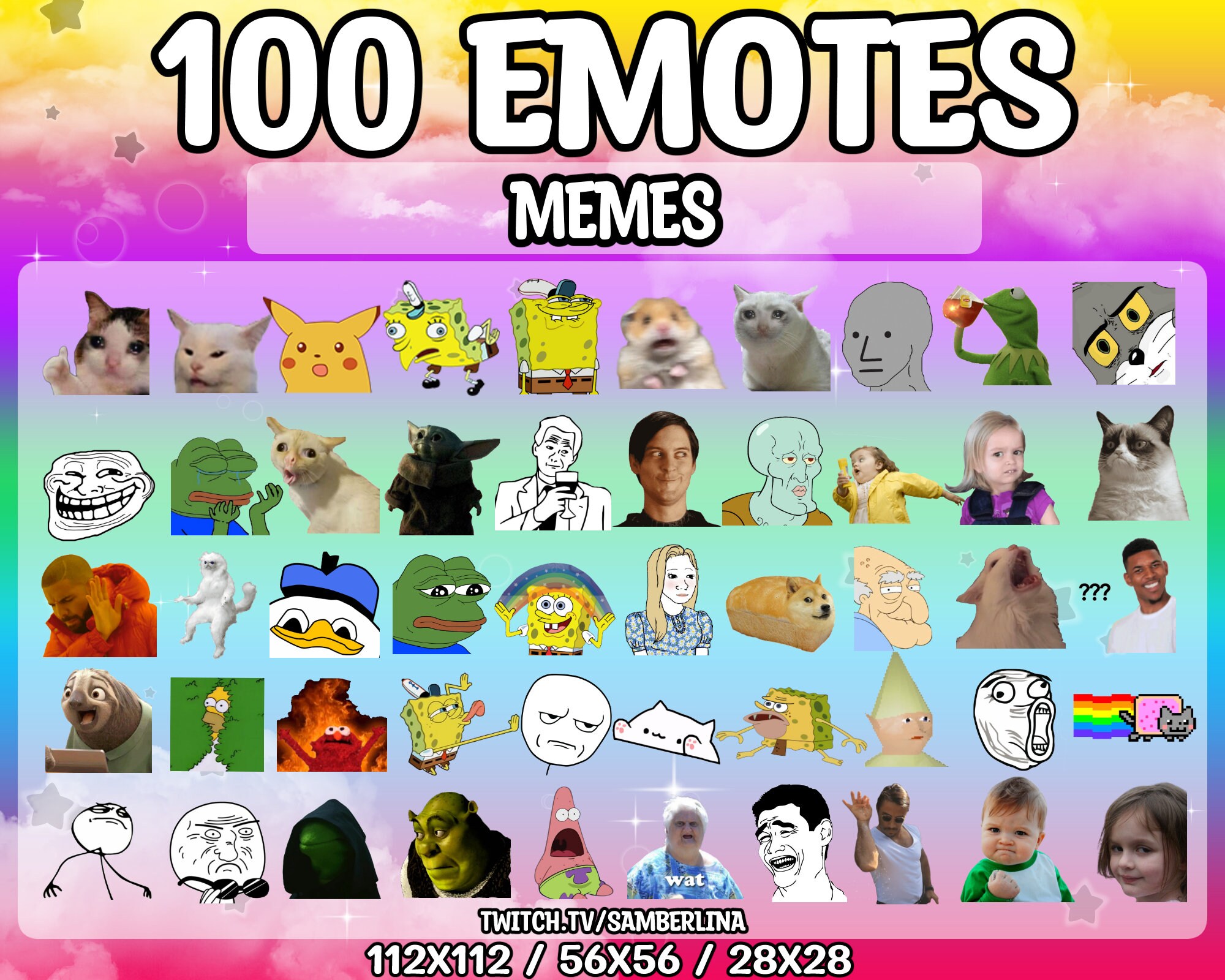 100 Meme Emote Pack Twitch Youtube Discord Emote Mega - Etsy Australia