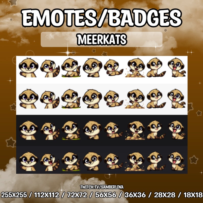 8 Meerkat Emotes/badges Bundle Pack - Twitch, Youtube, Discord, Tiktok ...
