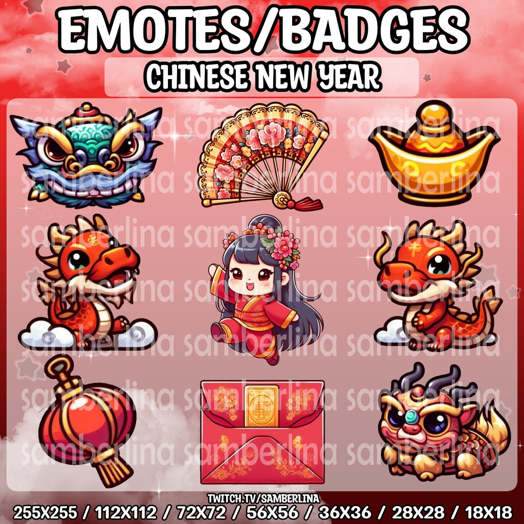 9 Chinese New Year Emotes/badges Bundle Pack - Twitch, Youtube, Discord ...