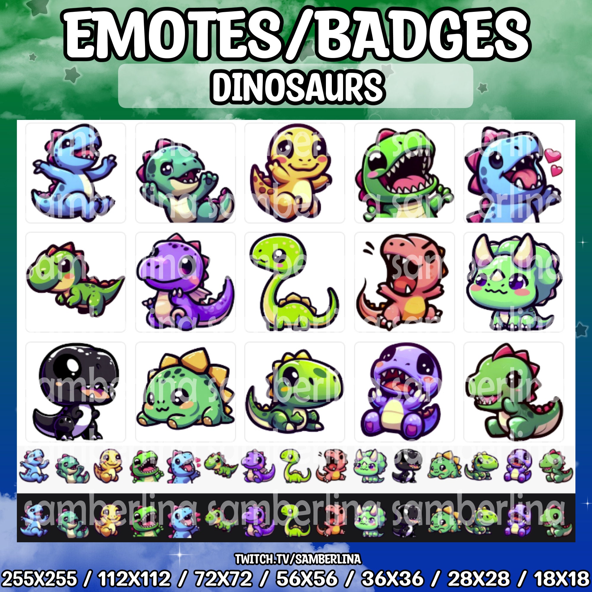 15 Dinosaur Emotes/badges Bundle Pack - Twitch, Youtube, Discord ...