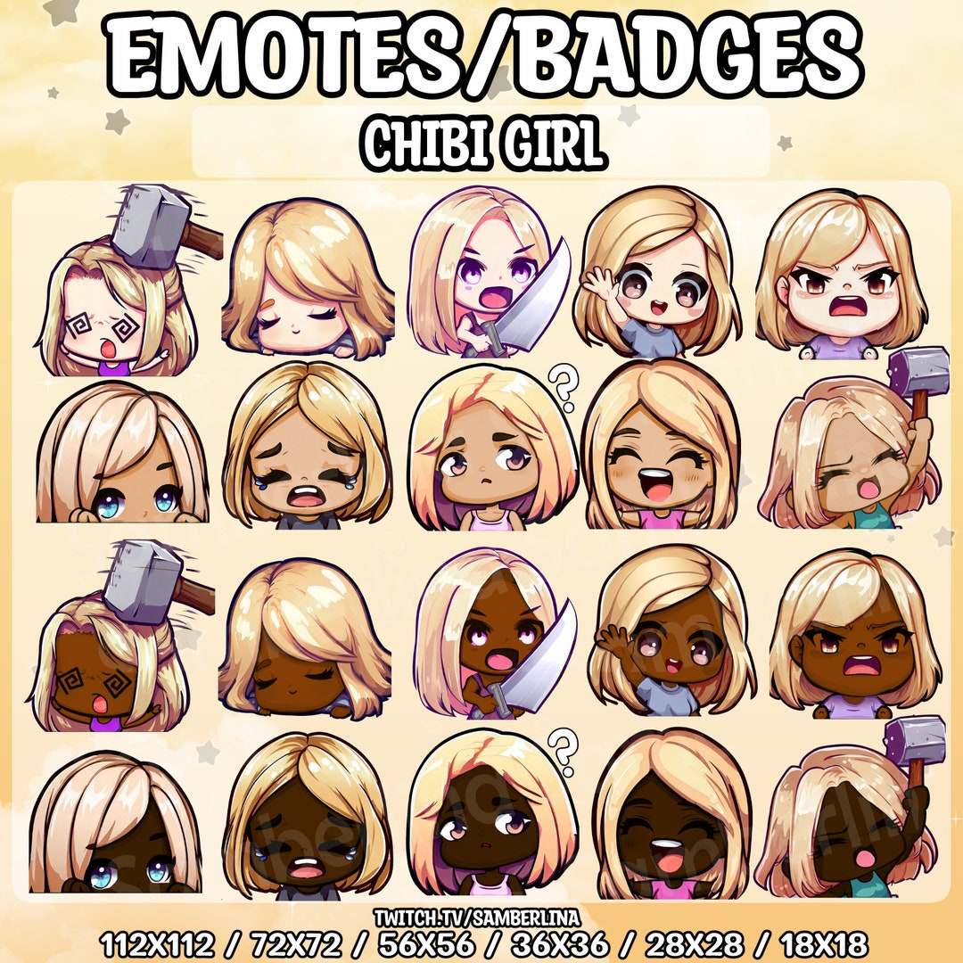 10 Chibi Girl Emotes/badges Bundle Pack - Twitch, Youtube, Discord ...