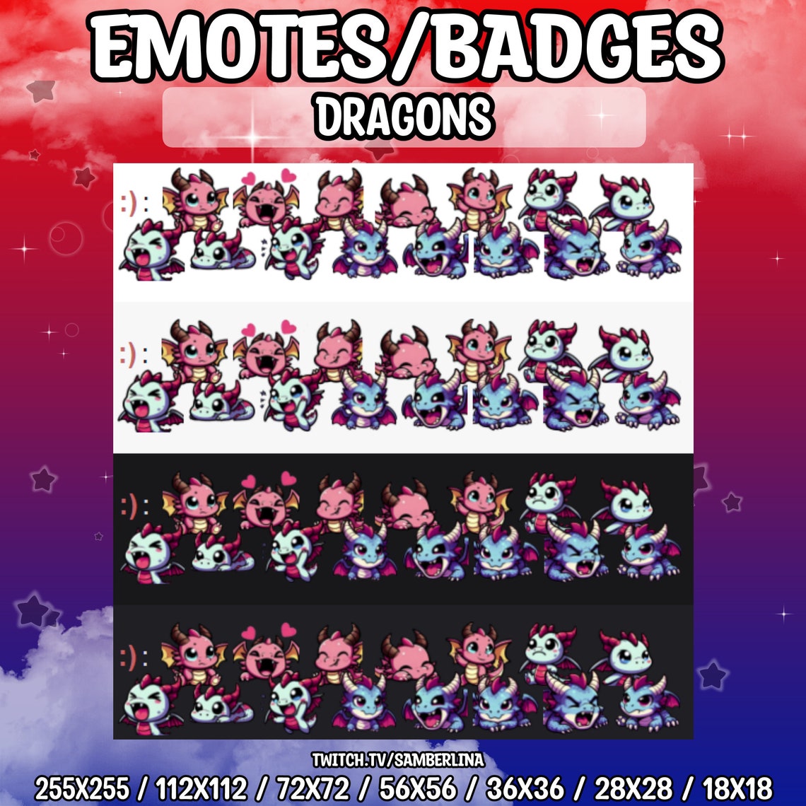 15 Dragon Emotes/badges Bundle Pack - Twitch, Youtube, Discord, Tiktok ...