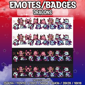15 Dragon Emotes/badges Bundle Pack - Twitch, Youtube, Discord, Tiktok ...