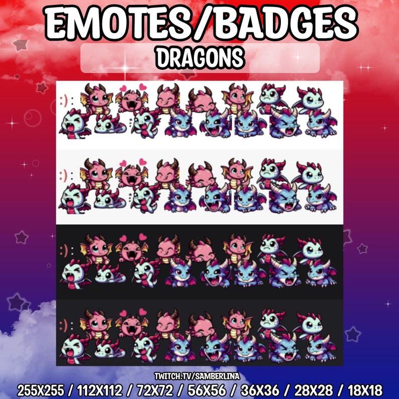 15 Dragon Emotes/badges Bundle Pack - Twitch, Youtube, Discord, Tiktok ...