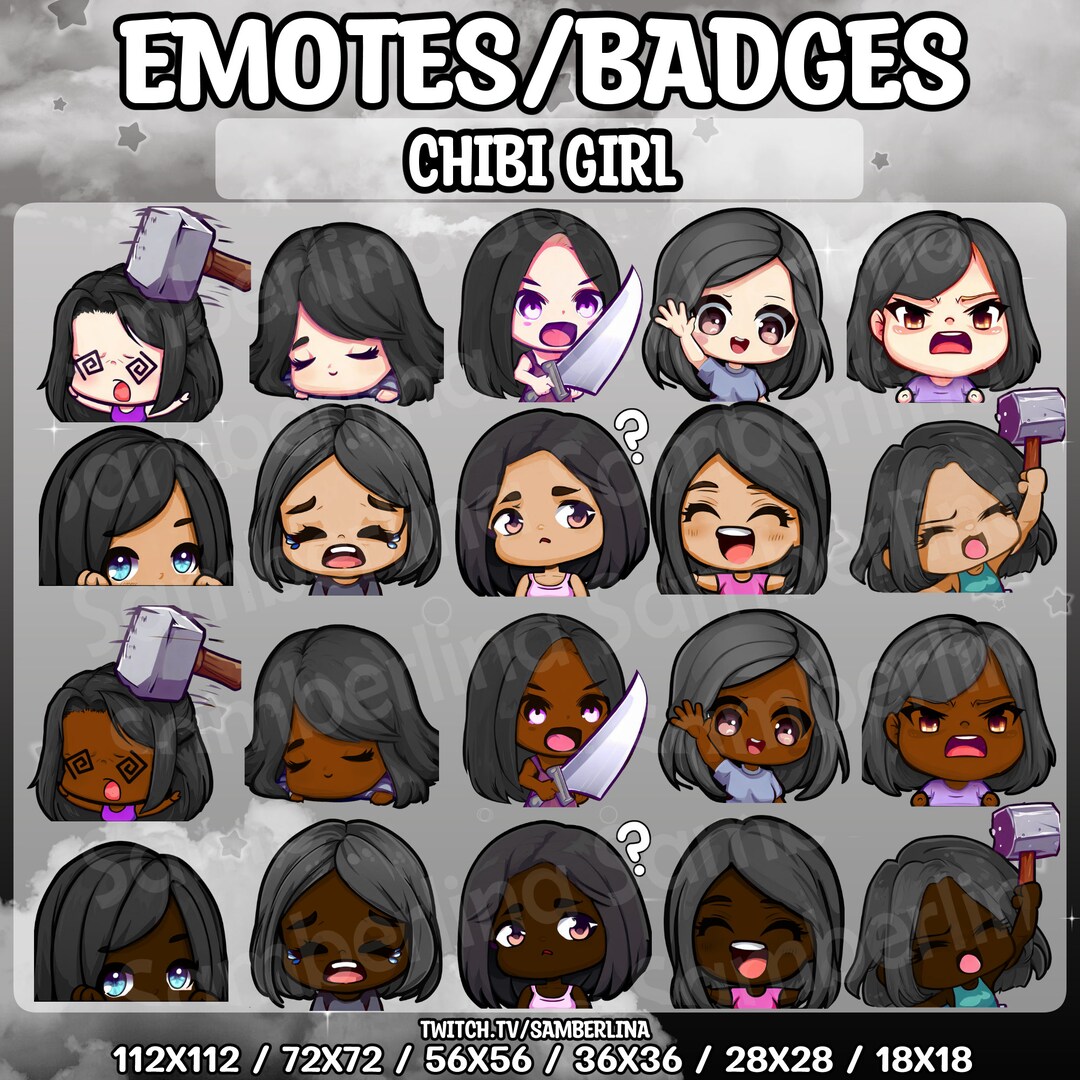 10 Chibi Girl Emotes/badges Bundle Pack - Twitch, Youtube, Discord ...