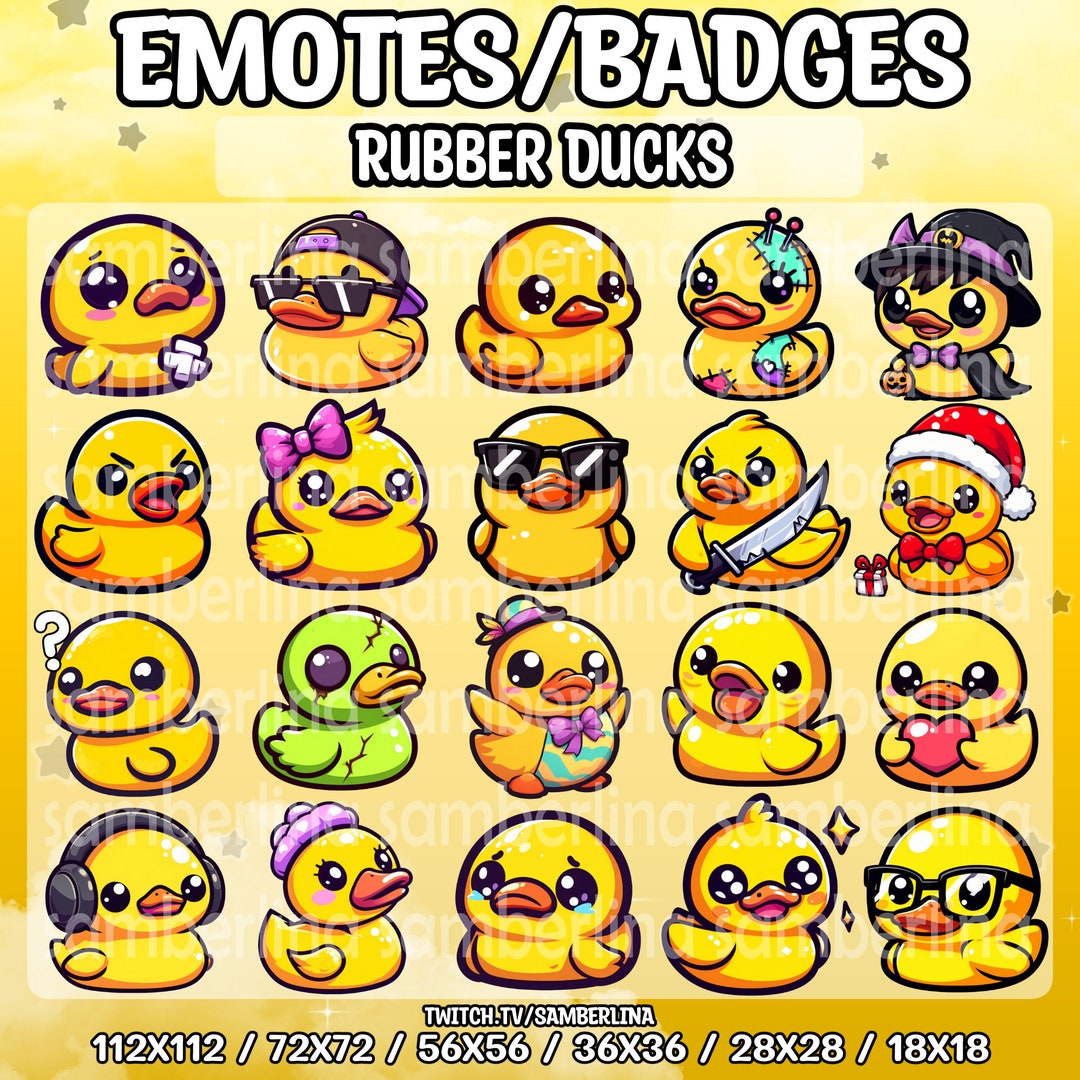 20 Rubber Duck Emotes/badges Bundle Pack Twitch, Youtube, Discord Cute ...