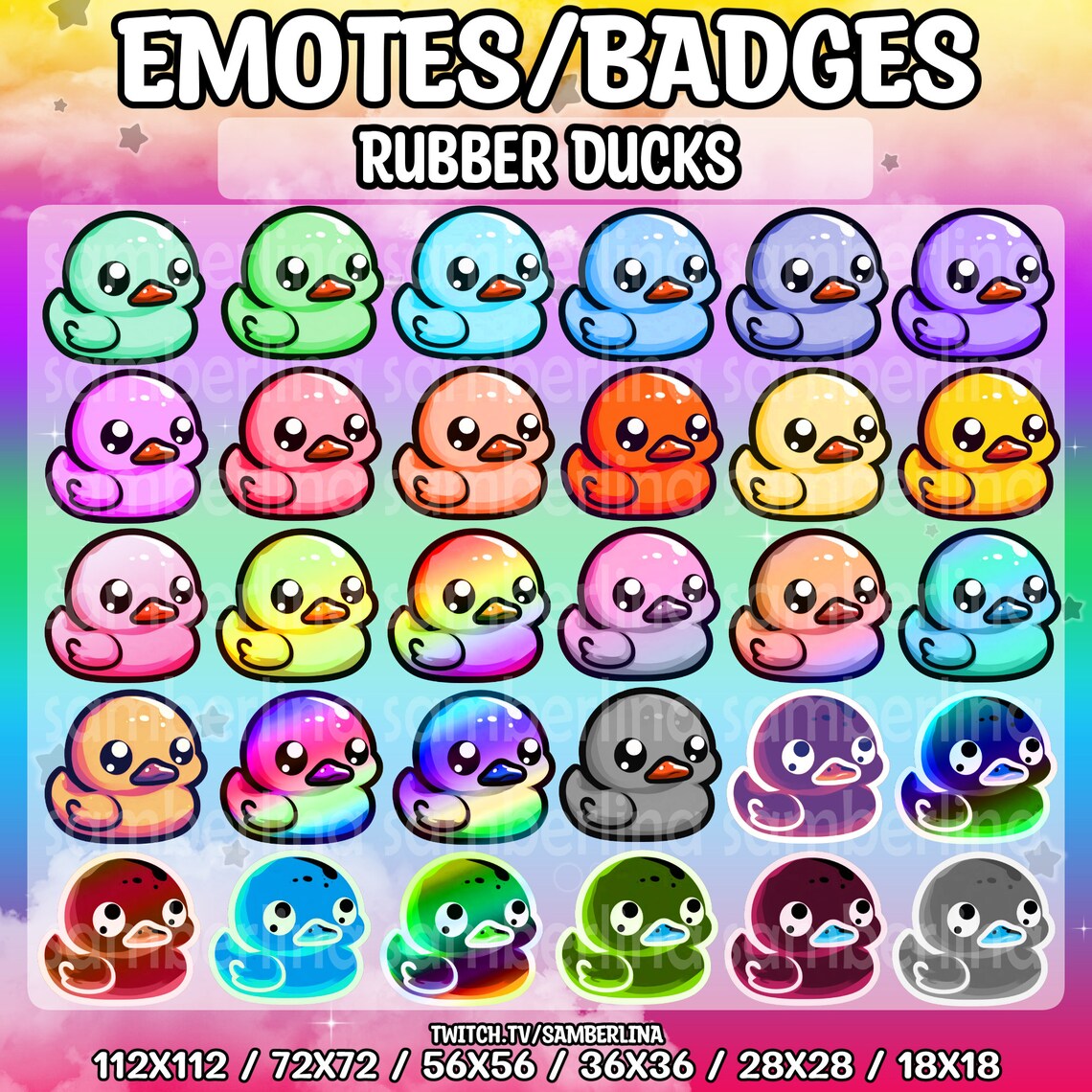 30 Coloured Rubber Duck Emotes/badges Bundle Pack Twitch, Youtube ...
