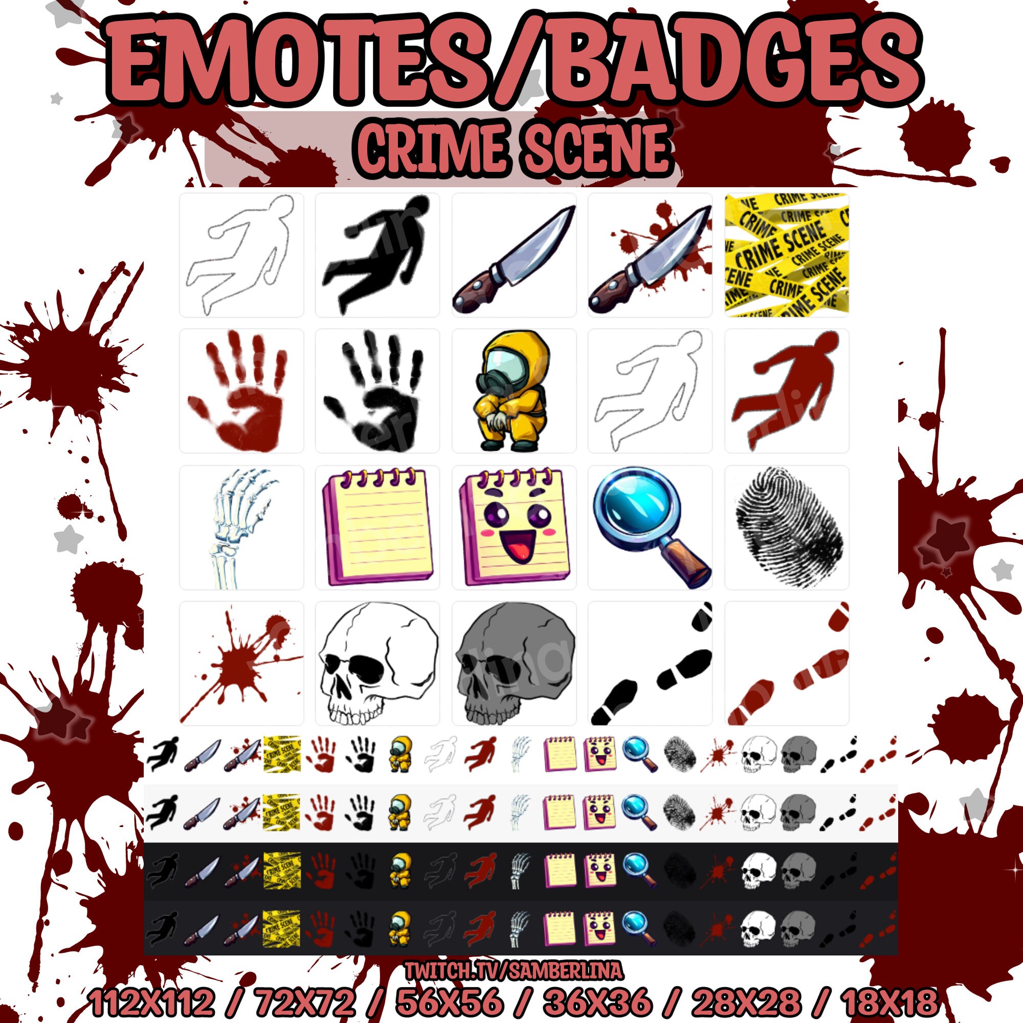 20 Crime Scene Emotes/badges Pack - Twitch, Youtube, Discord ...