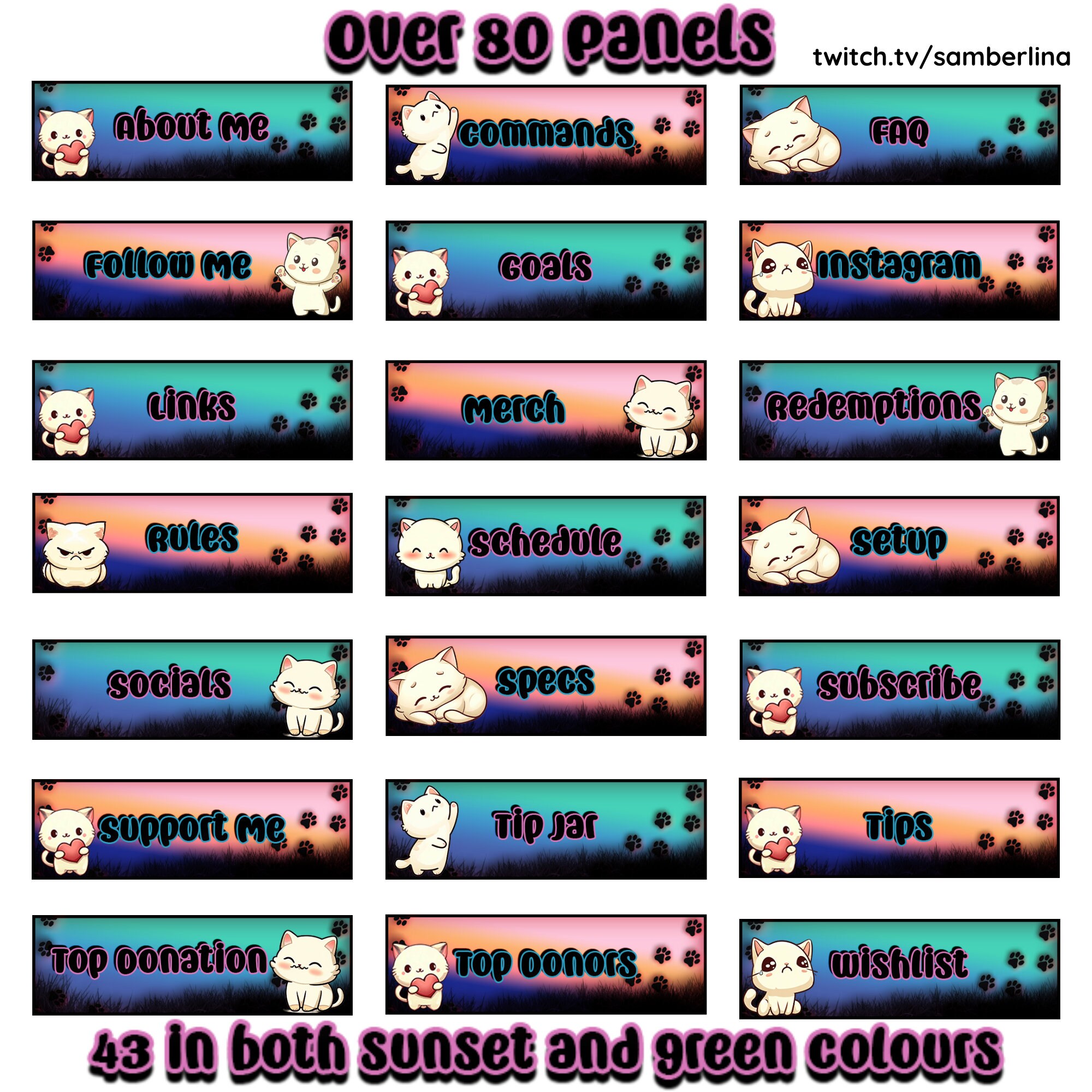 Cute Animated Cat Stream Overlay Package Stream and Webcam - Etsy