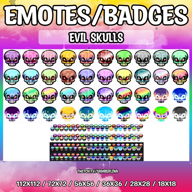 40 Evil Skull Emotes/badges Bundle Pack - Twitch, Youtube, Discord ...