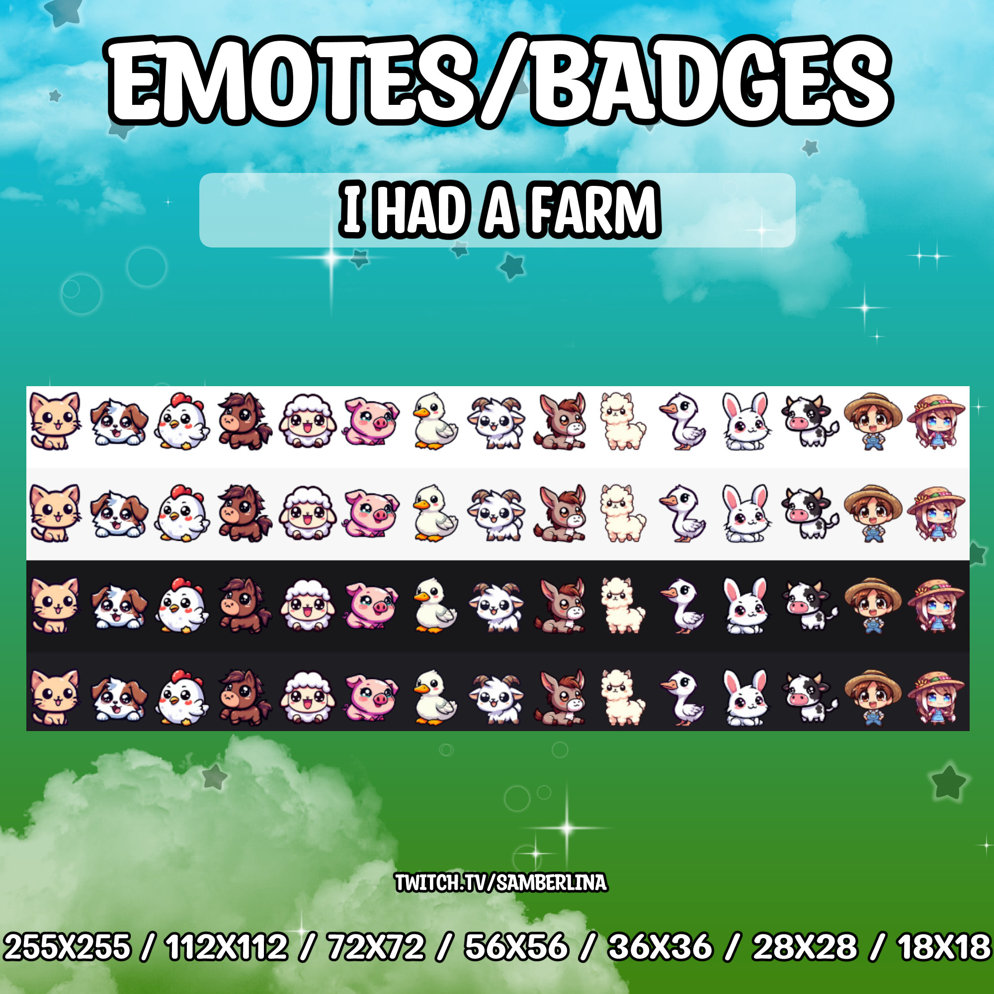 15 Farm Animal Emotes/badges Bundle Pack - Twitch, Youtube, Discord ...