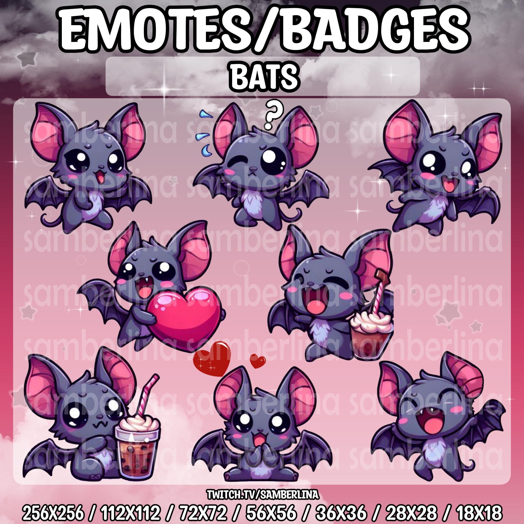 8 Bat Emotes/badges Bundle Pack - Twitch, Youtube, Discord, Tiktok ...