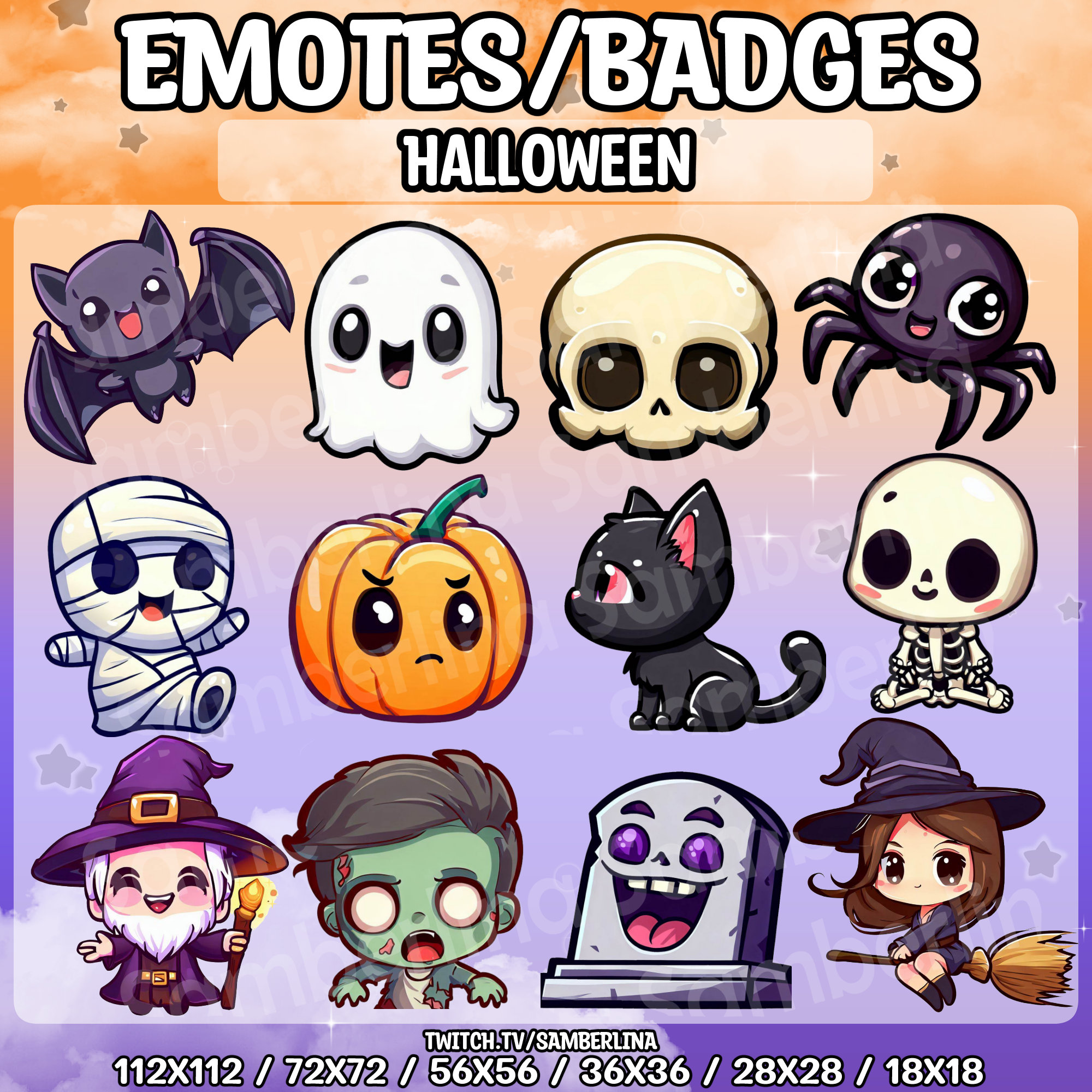 12 Halloween Themed Emotes/badges Bundle Pack Twitch - Etsy