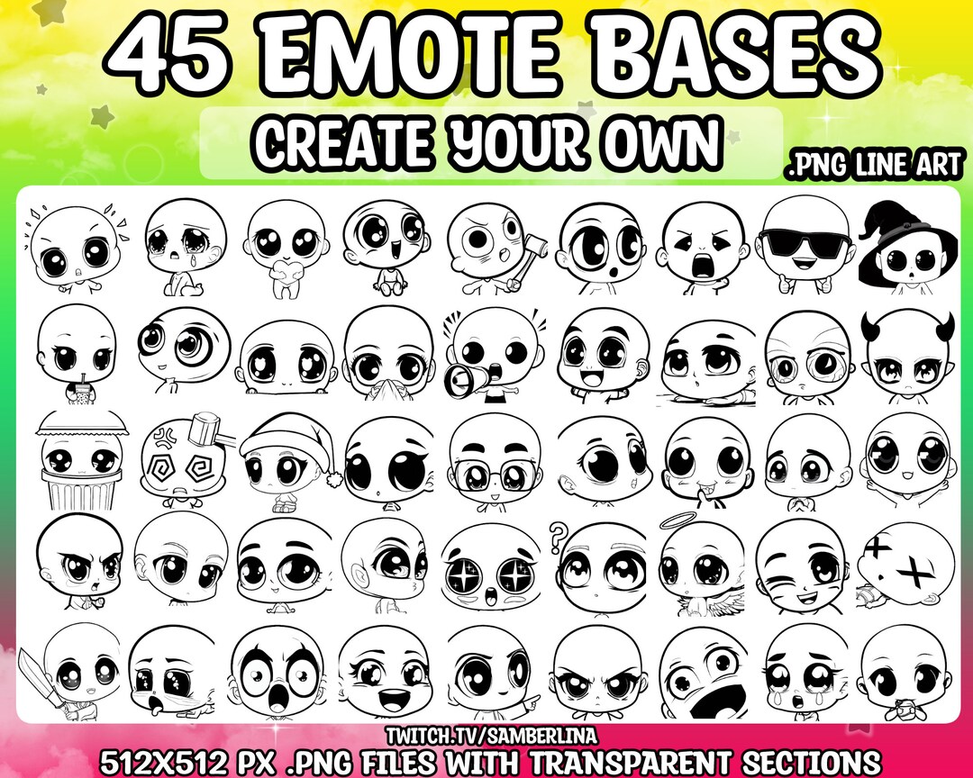 45 DIY Emote Bases - Twitch, Youtube, Discord | Emote Templates | DIY ...