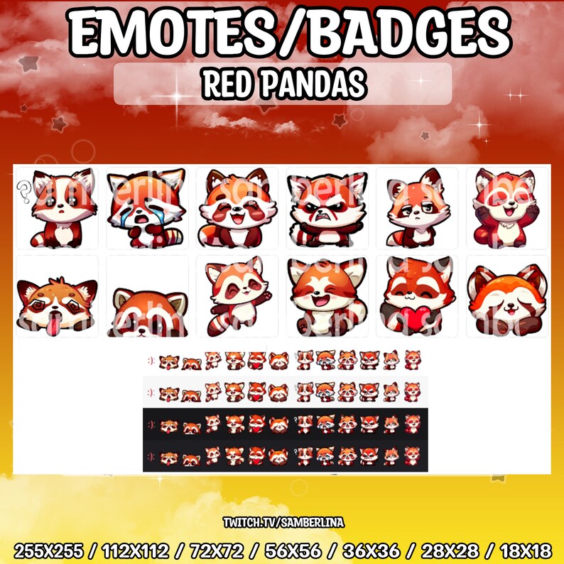 12 Red Panda Emotes/badges Bundle Pack - Twitch, Youtube, Discord ...