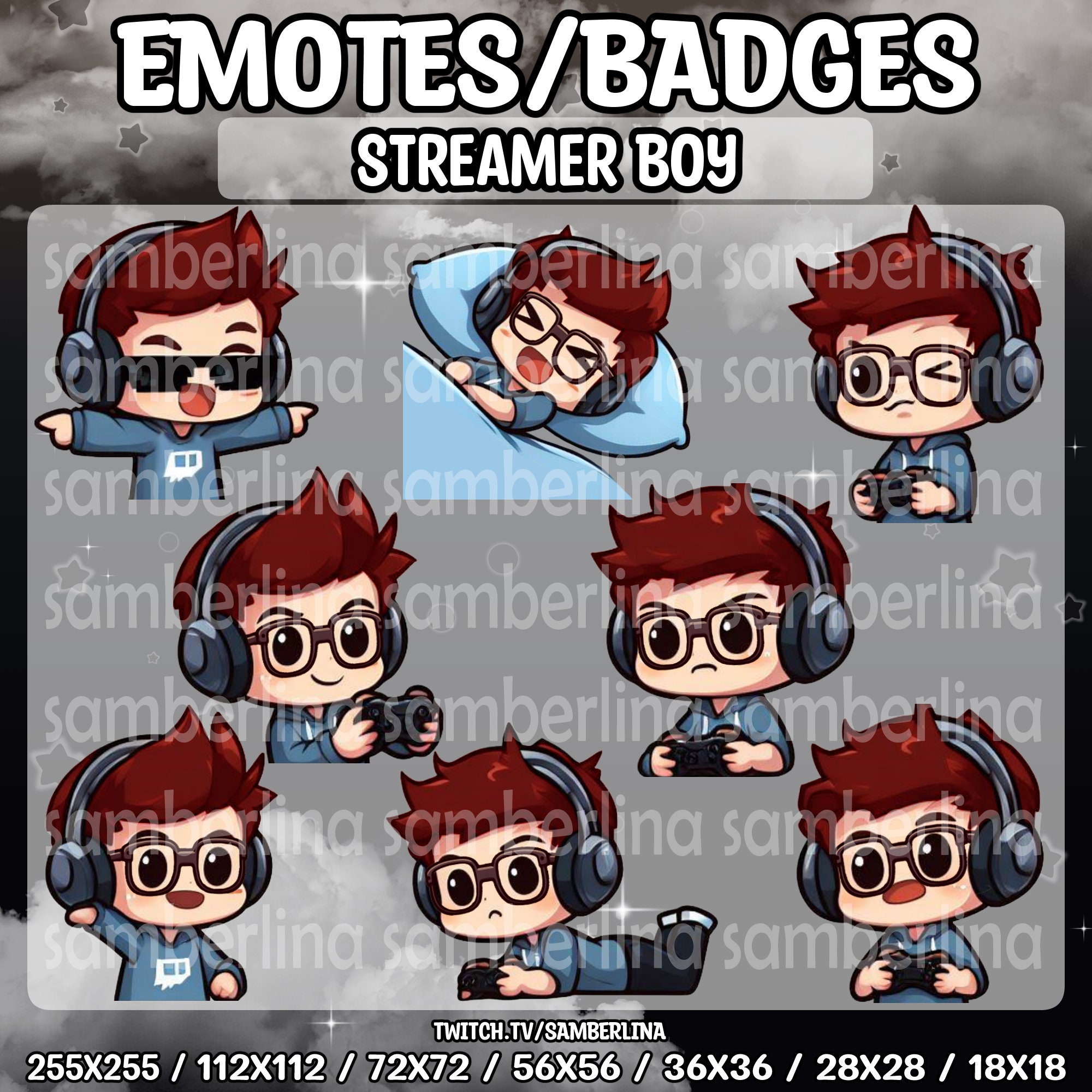 8 Red Headed Streamer Boy Emotes/badges Bundle Pack - Twitch, Youtube ...