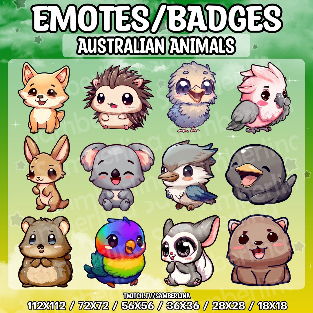 12 Australian Native Animals Emotes/badges Pack Twitch, Youtube ...
