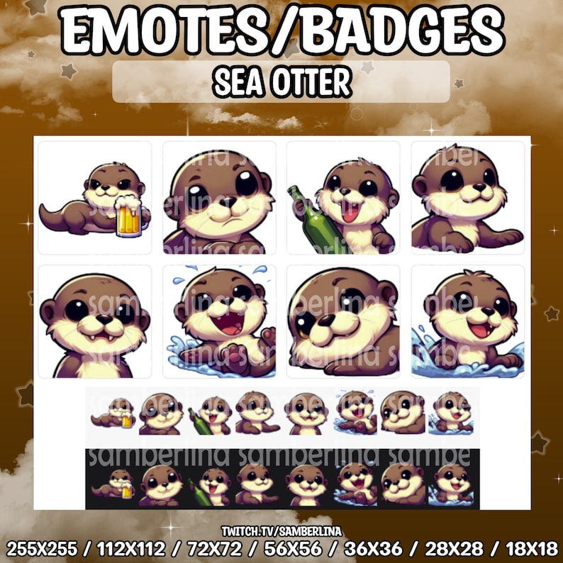 8 Sea Otter Emotes/badges Bundle Pack - Twitch, Youtube, Discord ...