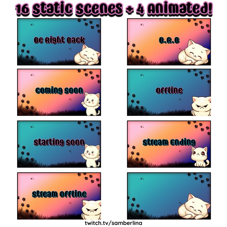 Cute Animated Cat Stream Overlay Package Stream and Webcam - Etsy