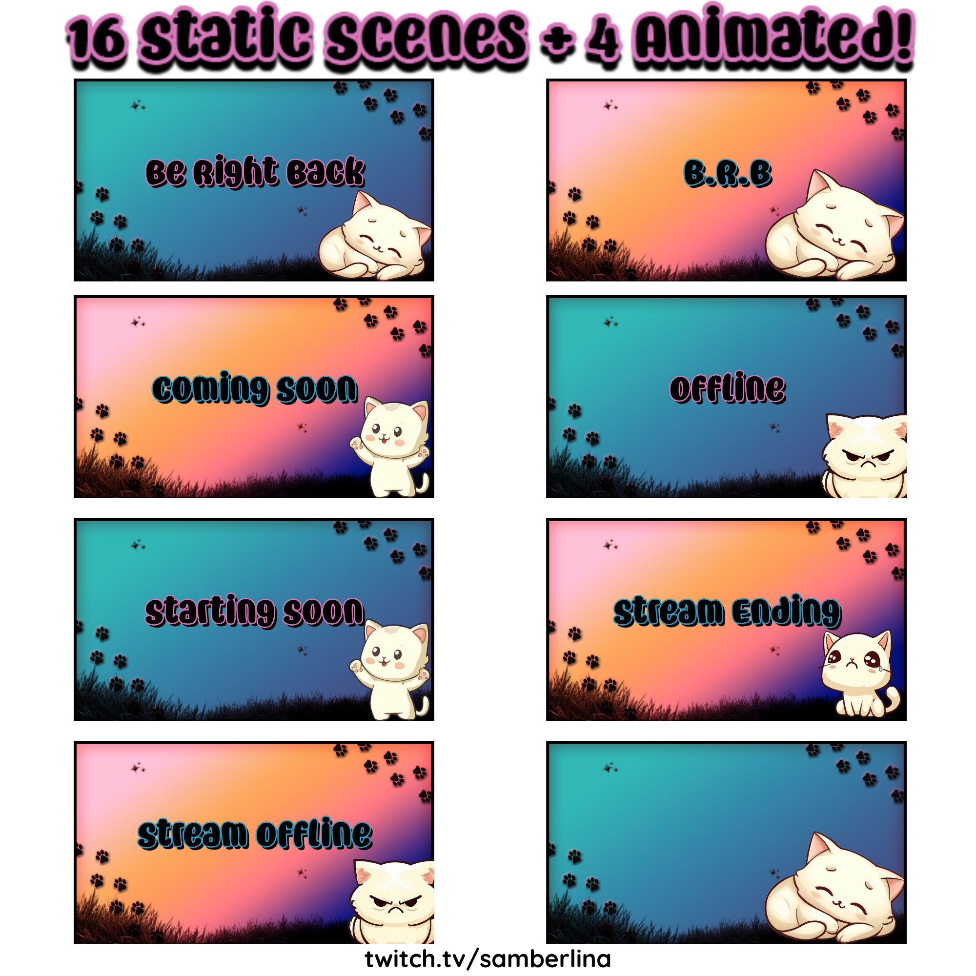 Cute Animated Cat Stream Overlay Package Stream and Webcam - Etsy