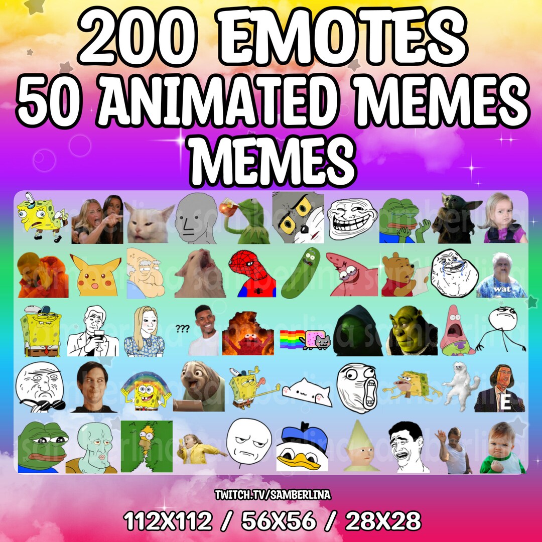 200 Memes & 50 Animated Memes Emote Pack Twitch Youtube - Etsy UK