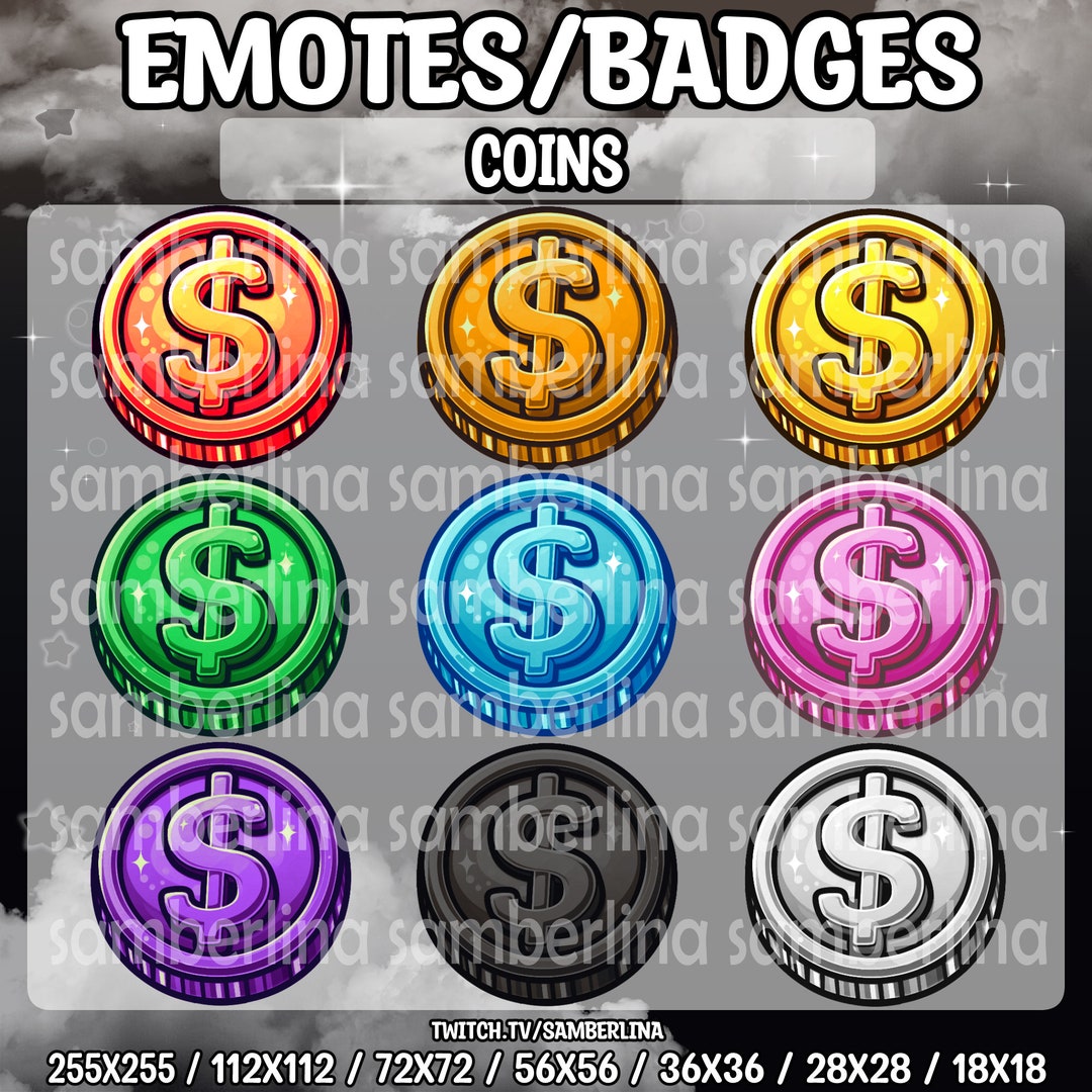 9 Coin Emotes/badges - Twitch, Youtube, Discord, Tiktok | Cute Chibi ...