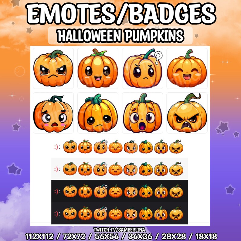 8 Halloween Pumpkin Emotes/badges Bundle Pack - Twitch, Youtube ...