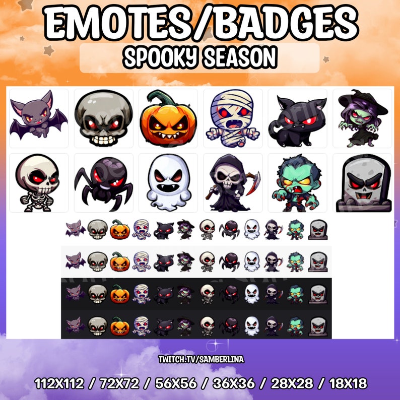 12 Spooky Season Themed Emotes/badges Bundle Pack - Twitch, Youtube ...