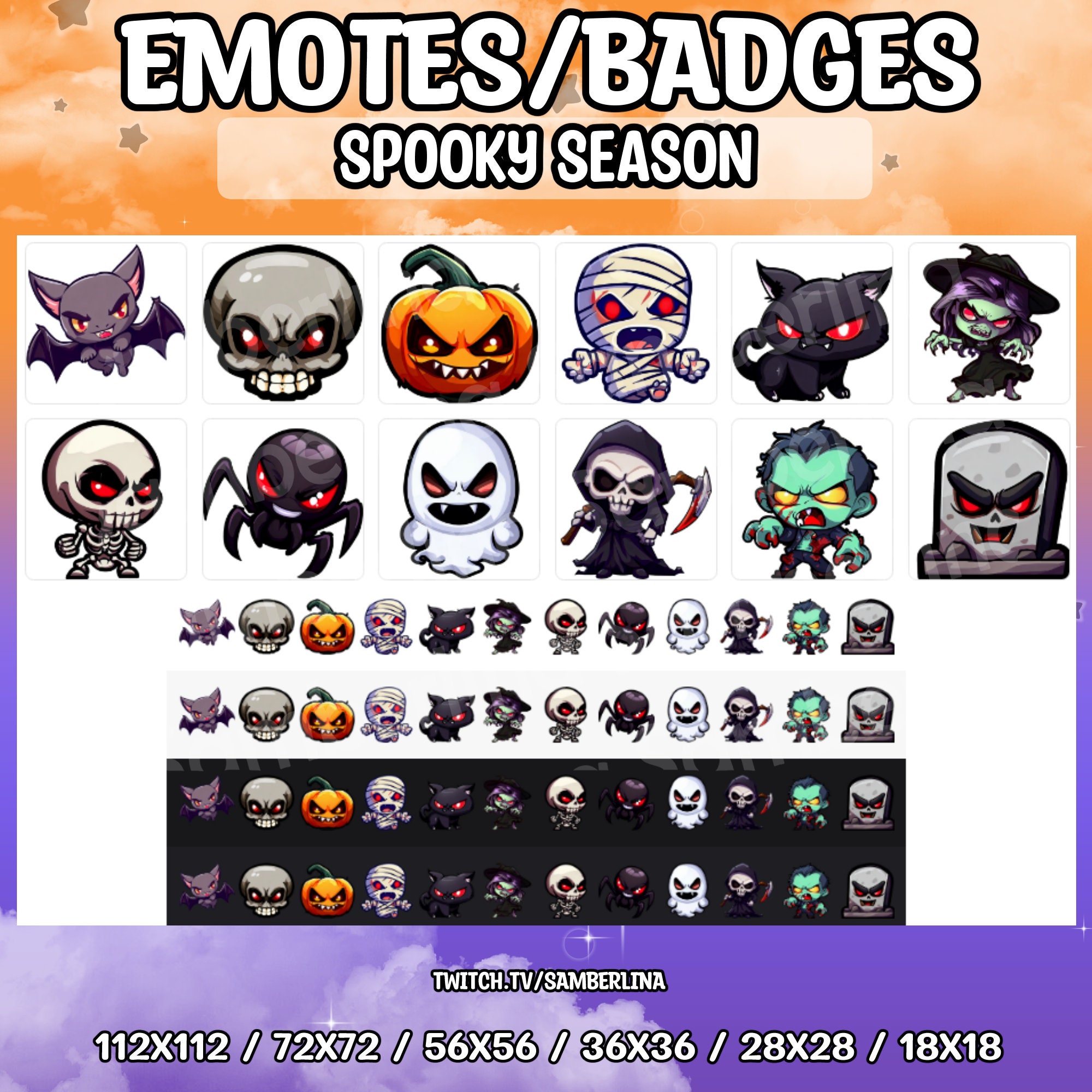 12 Spooky Season Themed Emotes/badges Bundle Pack - Twitch, Youtube ...