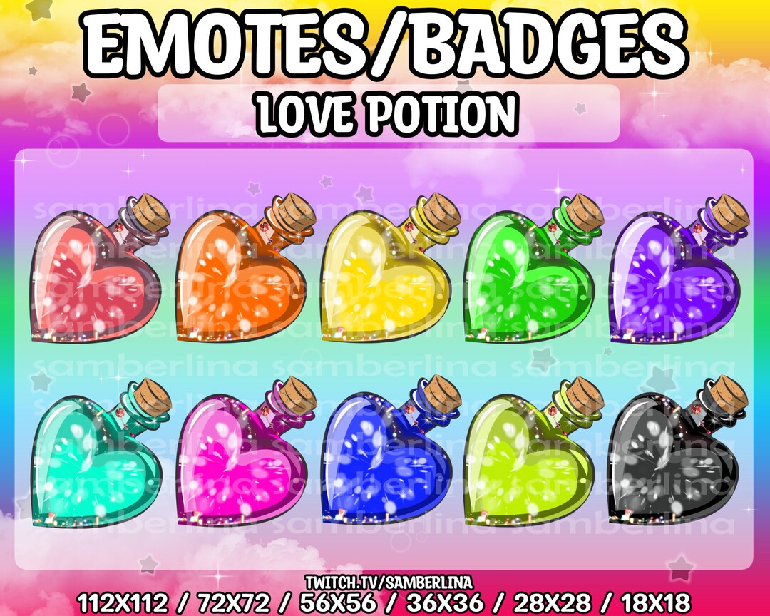 Cute Love Potion Emotes/badges - Twitch, Youtube, Discord | Emote Pack ...