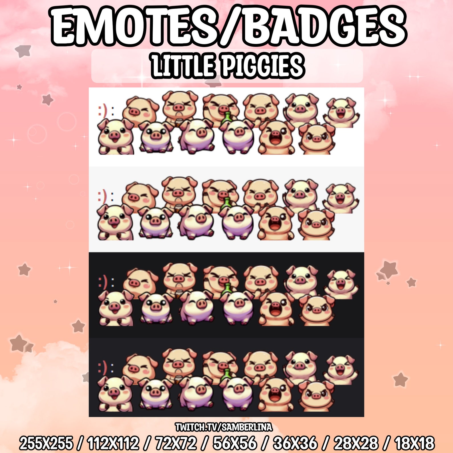 12 Little Piggies Emotes/badges Bundle Pack - Twitch, Youtube, Discord ...
