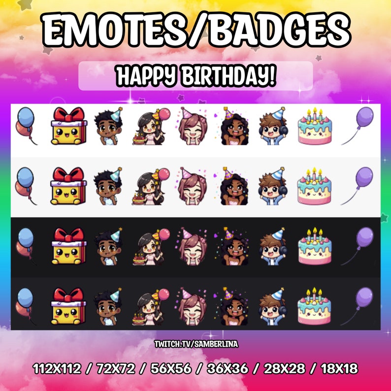 9 Birthday Themed Emotes/badges Bundle Pack - Twitch, Youtube, Discord ...