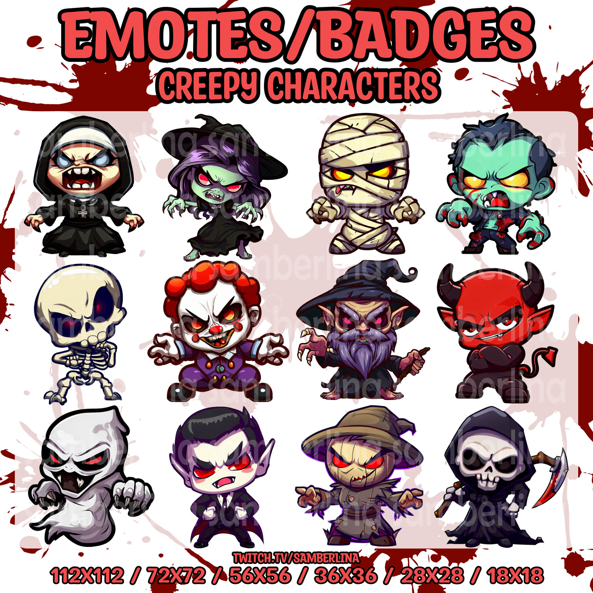 12 Creepy Character Emotes/badges Bundle Pack - Twitch, Youtube ...