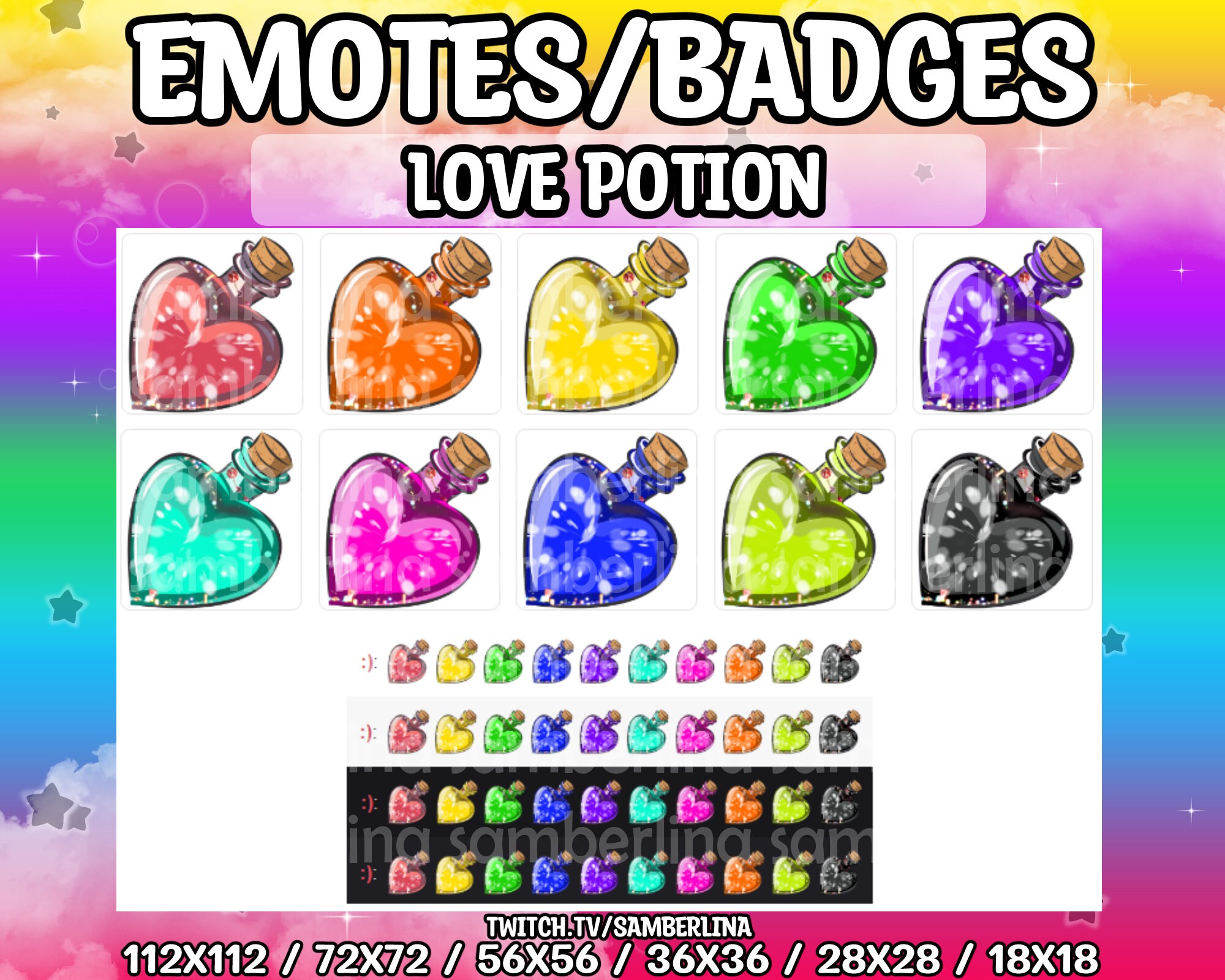 Cute Love Potion Emotes/badges - Twitch, Youtube, Discord | Emote Pack ...