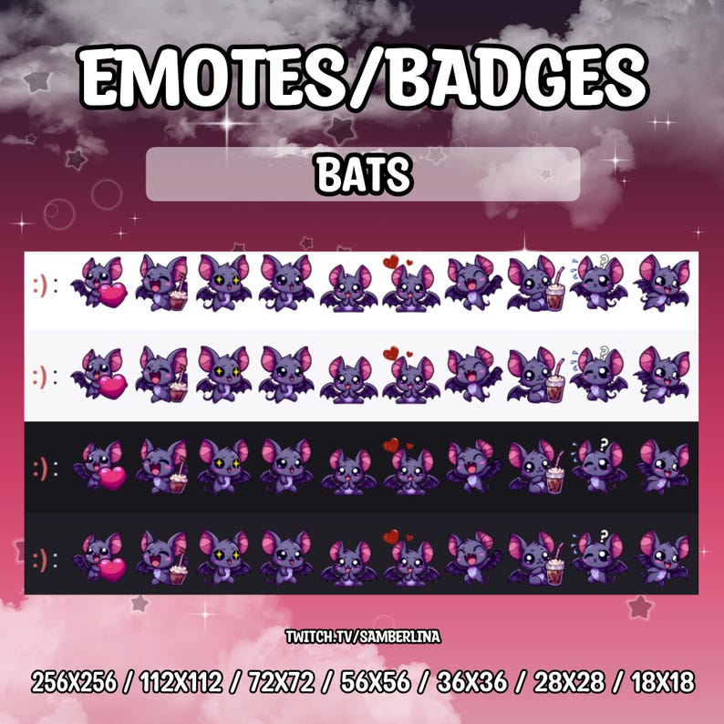 8 Bat Emotes/badges Bundle Pack - Twitch, Youtube, Discord, Tiktok ...