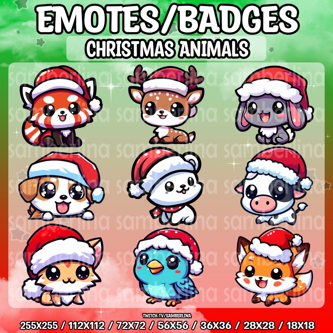 9 Christmas Animal Emotes/badges Bundle Pack - Twitch, Youtube, Discord ...