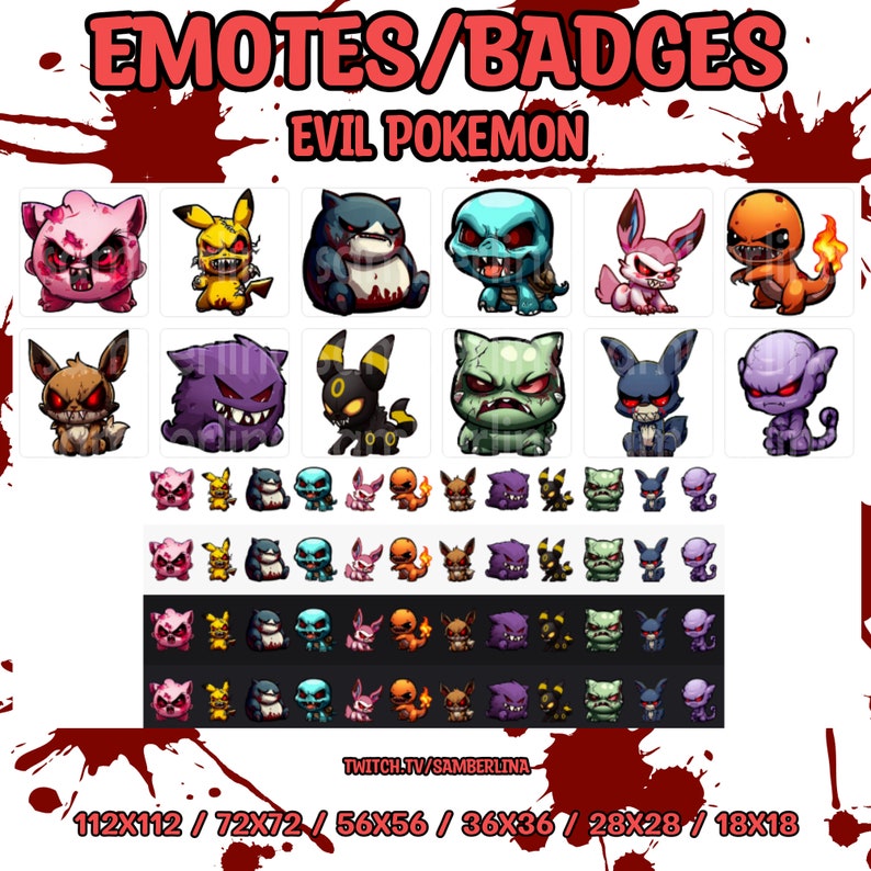 12 Evil Pokemon Emotes/badges - Twitch, Youtube, Discord | Halloween ...