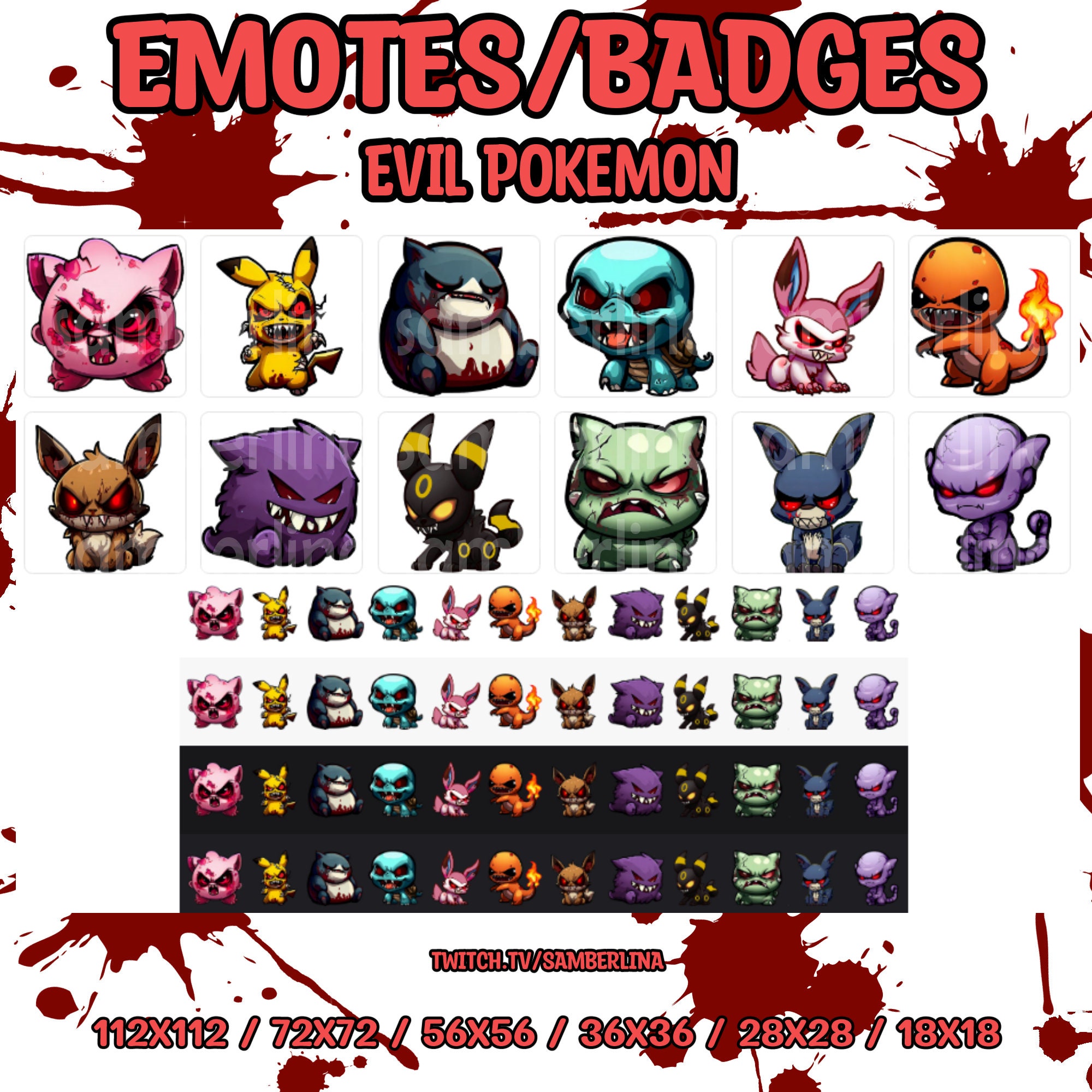 12 Evil Pokemon Emotes/badges Twitch, Youtube, Discord Halloween ...