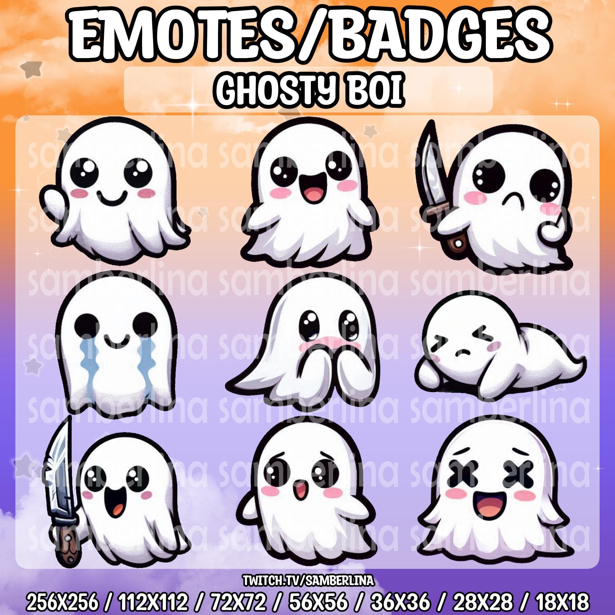 9 Ghosty Boi Emotes/badges Bundle Pack Twitch, Youtube, Discord, Tiktok ...