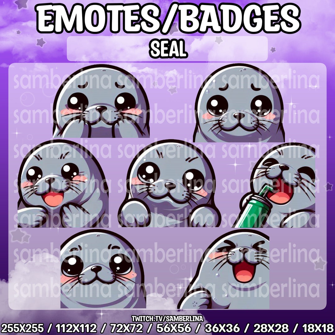 7 Seal Emotes/badges Bundle Pack - Twitch, Youtube, Discord, Tiktok ...