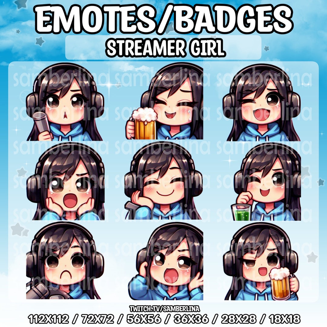 9 Streamer Girl Emotes/badges Bundle Pack - Twitch, Youtube, Discord ...