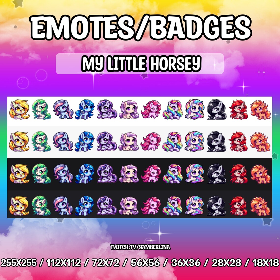 12 My Little Horsey Emotes/badges Bundle Pack - Twitch, Youtube ...