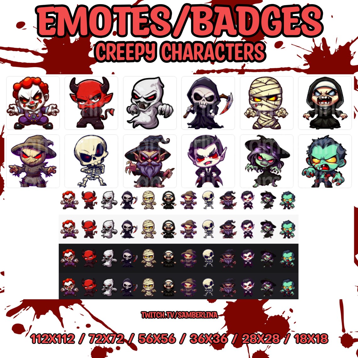 12 Creepy Character Emotes/badges Bundle Pack - Twitch, Youtube ...