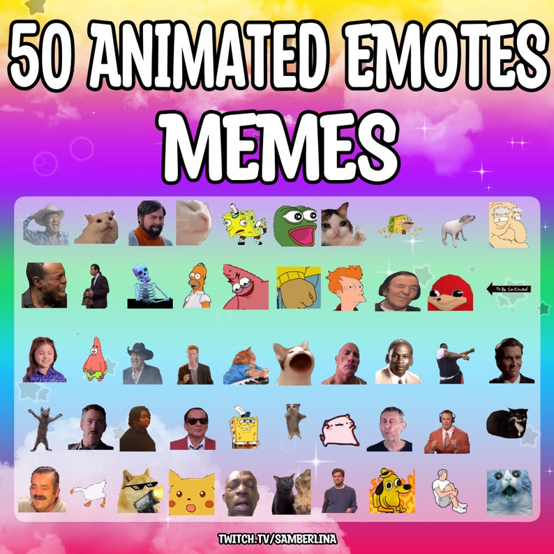 Paquete de 50 gestos de memes animados Twitch Youtube - Etsy España