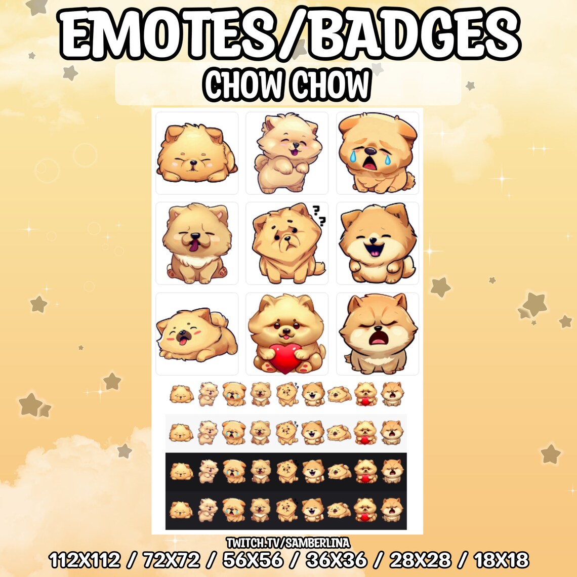 9 Chow Chow Puppy Dog Emotes/badges Pack - Twitch, Youtube, Discord ...