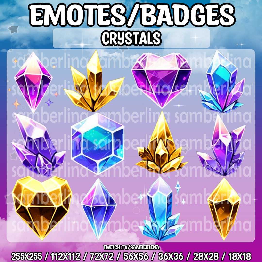 12 Crystal Emotes/badges - Twitch, Youtube, Discord, Tiktok | Cute ...