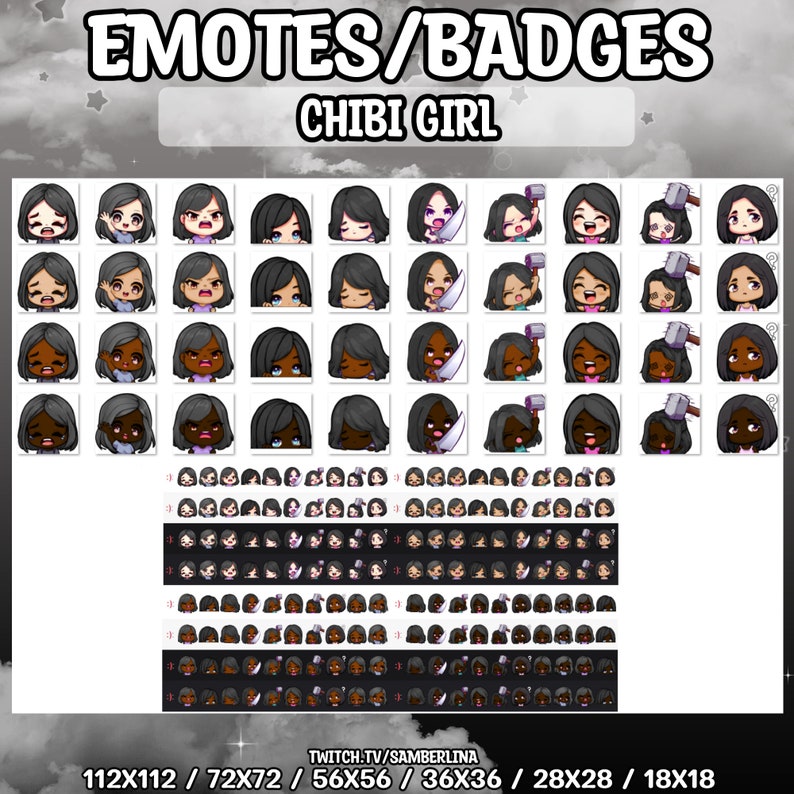10 Chibi Girl Emotes/badges Bundle Pack - Twitch, Youtube, Discord ...
