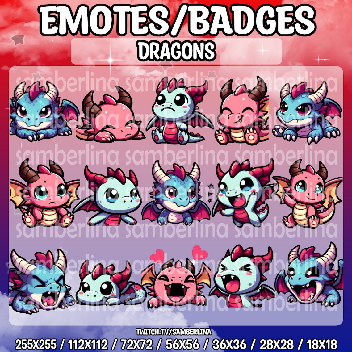 15 Dragon Emotes/badges Bundle Pack - Twitch, Youtube, Discord, Tiktok ...